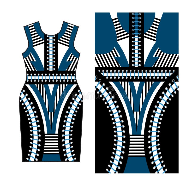 Abstract Print for Dress with Realistic Lacing. Party Dress Design ...
