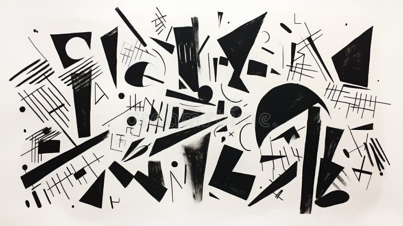 Abstract Printmaking: Bold Calligraphy and Kinetic Artwork Stock ...