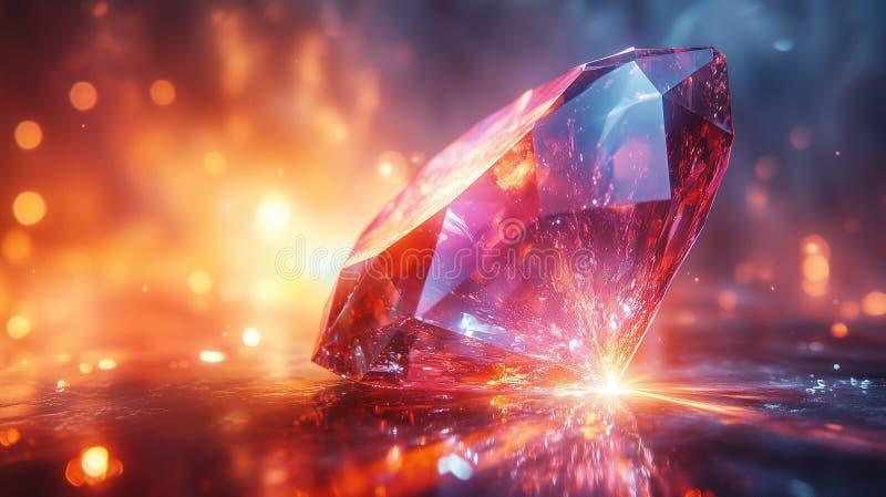 Abstract, Prism with a Diamond Inside and Rays of Light Stock ...