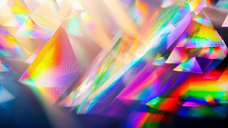 Abstract Prismatic Triangle Pattern with Colorful Light Refractions and ...