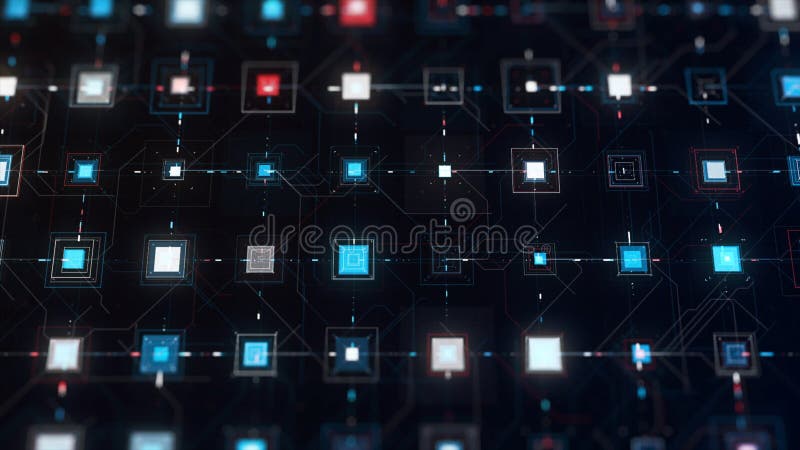 Abstract Process of Digital Data Transmission. Animation. Futuristic ...