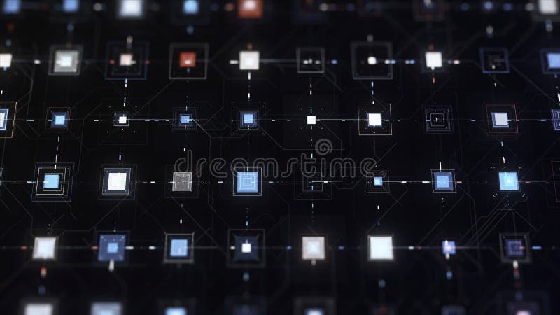 Abstract Process of Digital Data Transmission. Animation. Futuristic ...