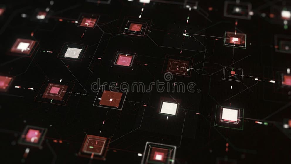 Abstract Process of Digital Data Transmission. Animation. Futuristic ...