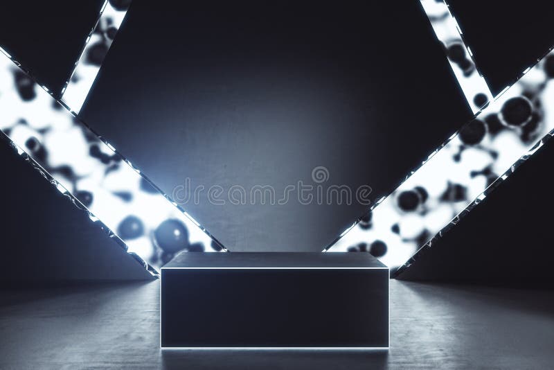 Abstract Product Presentation Pedestal Background with Glowing Lines ...