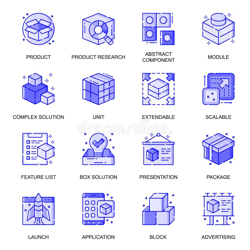 Abstract Product Web Flat Line Icons Set. Pack Outline Pictogram Stock ...