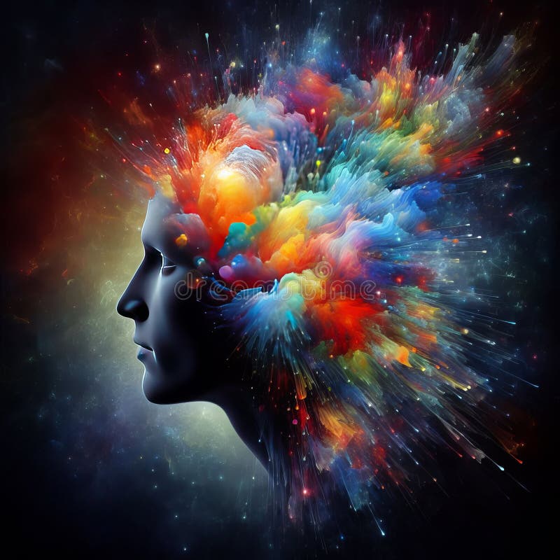 Abstract Profile with Colorful Explosion of Thoughts Stock Photo ...