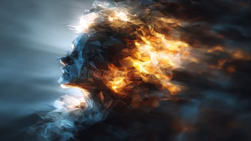 Abstract Profile of a Face Emerging from Fire and Smoke Stock ...