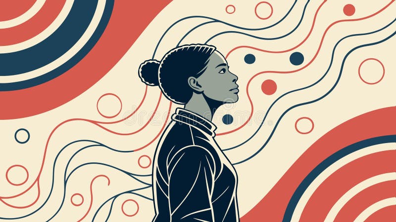 Abstract Profile of a Female Figure with Patterned Background Vector ...