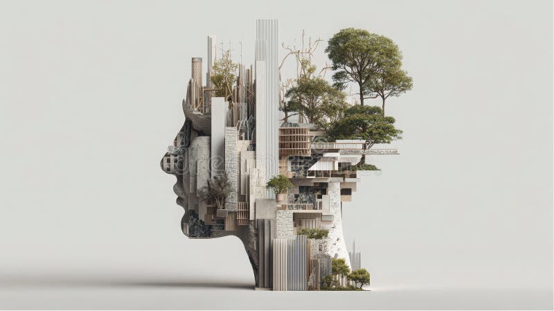 Abstract Profile of a Human Head Features Architecture and Nature ...