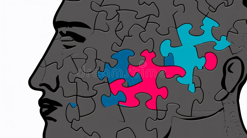 Abstract Profile of a Human Head with Puzzle Pieces Generated Image ...