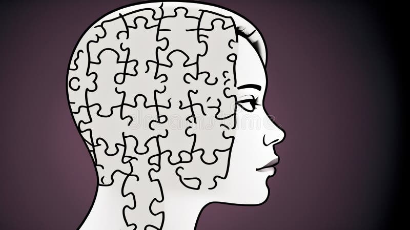 Abstract Profile of a Human Head with Puzzle Pieces Generated Image ...