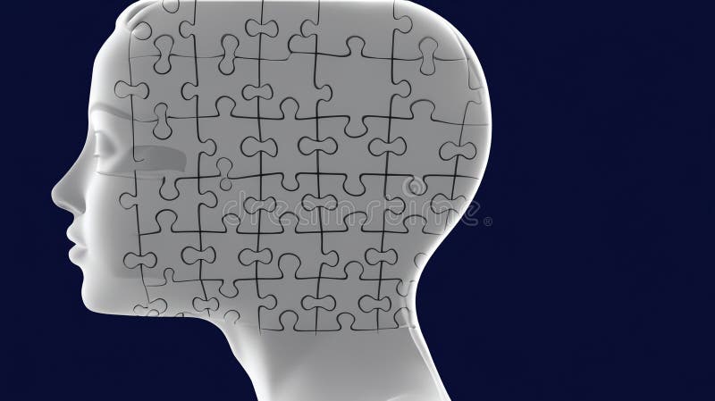 Abstract Profile of a Human Head with Puzzle Pieces Generated Image ...