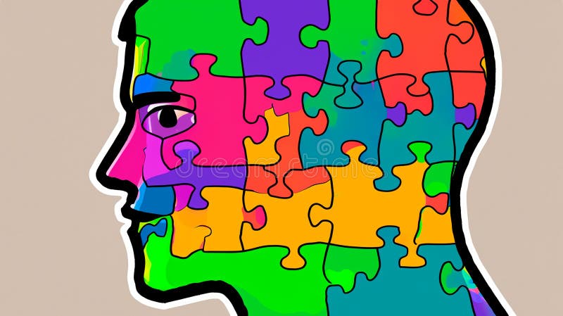 Abstract Profile of a Human Head with Puzzle Pieces Generated Image ...