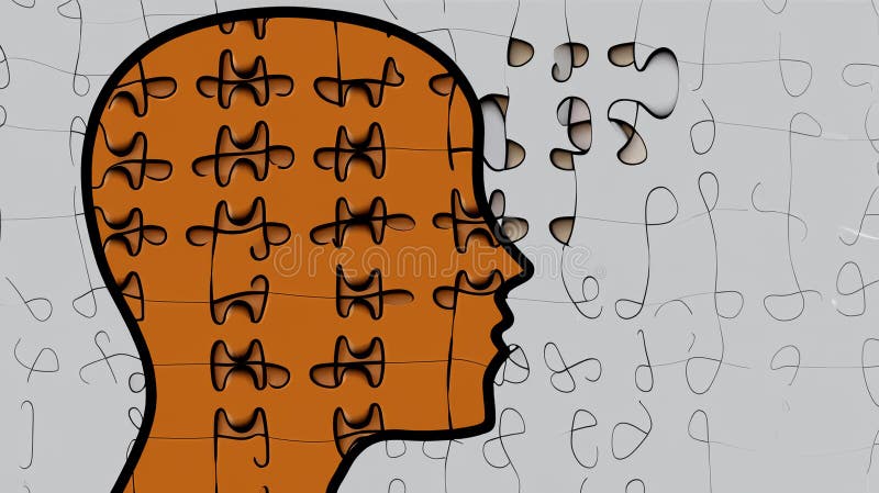 Abstract Profile of a Human Head with Puzzle Pieces Generated Image ...