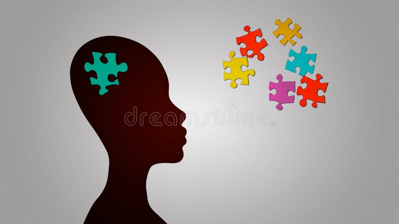 Abstract Profile of a Human Head with Puzzle Pieces Generated Image ...