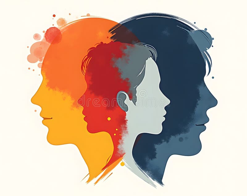 Overlapping Human Profiles Stock Illustrations – 112 Overlapping Human ...