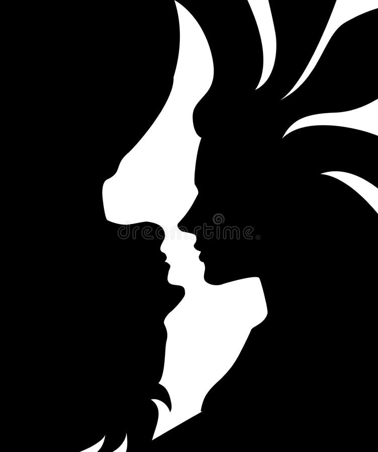 Abstract Profile of a Woman and Man Stock Vector - Illustration of face ...