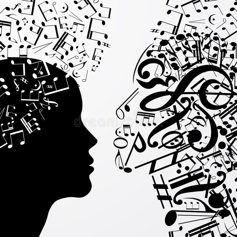 Abstract Female Profile Composed of Musical Signs, Notes. Stock Vector ...