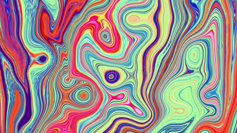 Abstract Psychedelic Animation of Different Bright Neon Colors. Motion and Blur of the Surface ...