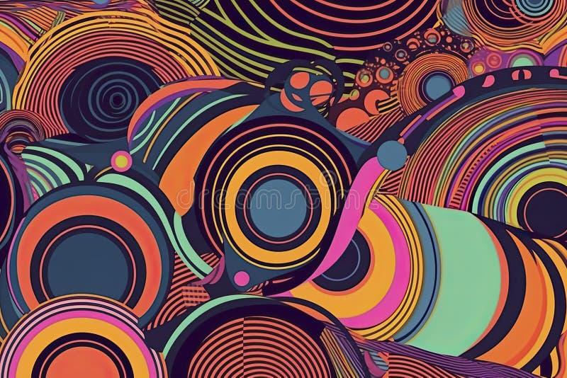 Abstract Psychedelic Background with Circles and Lines of Various ... Abstract Psychedelic Background with Circles and Lines of Various ...