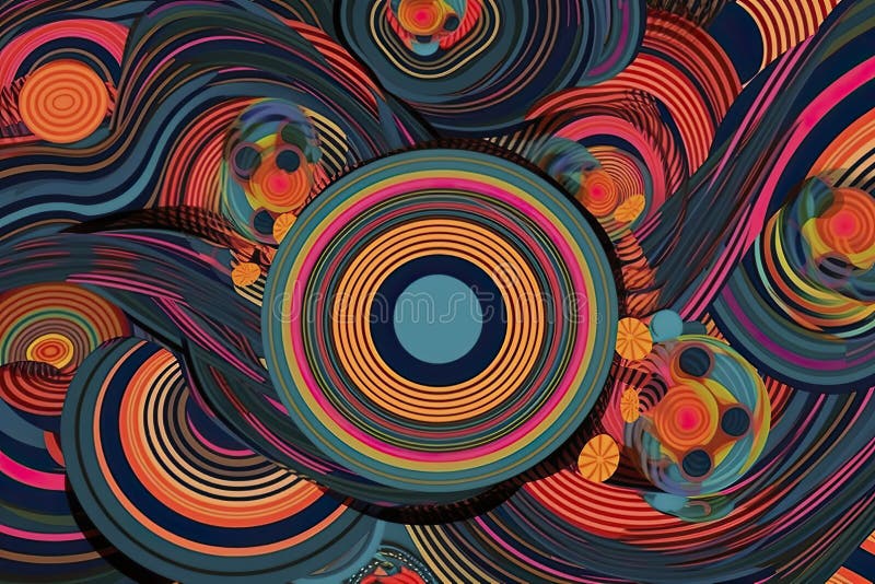 Abstract Psychedelic Background with Circles and Lines of Various ... Abstract Psychedelic Background with Circles and Lines of Various ...