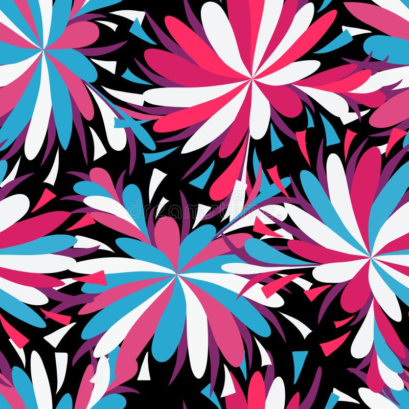 Abstract Psychedelic Beautiful Flower Seamless Background Stock Vector ...