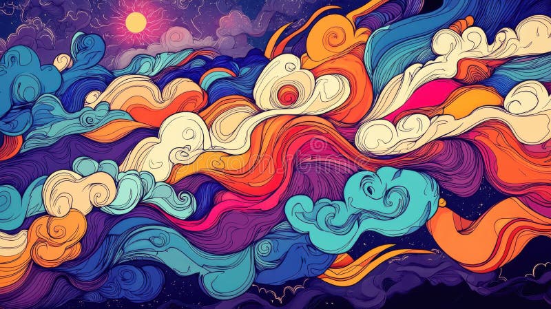 Abstract Psychedelic Clouds Artwork with Vibrant Colors Stock Illustration - Illustration of ...