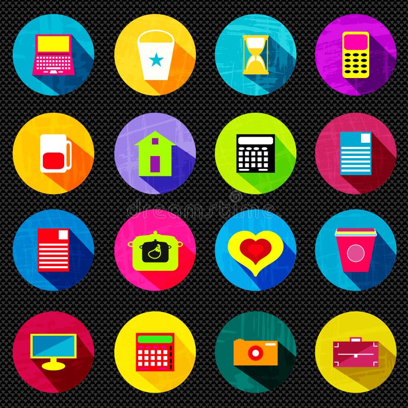 Abstract Psychedelic Colored Icons with Shadow Beautiful Collection ...