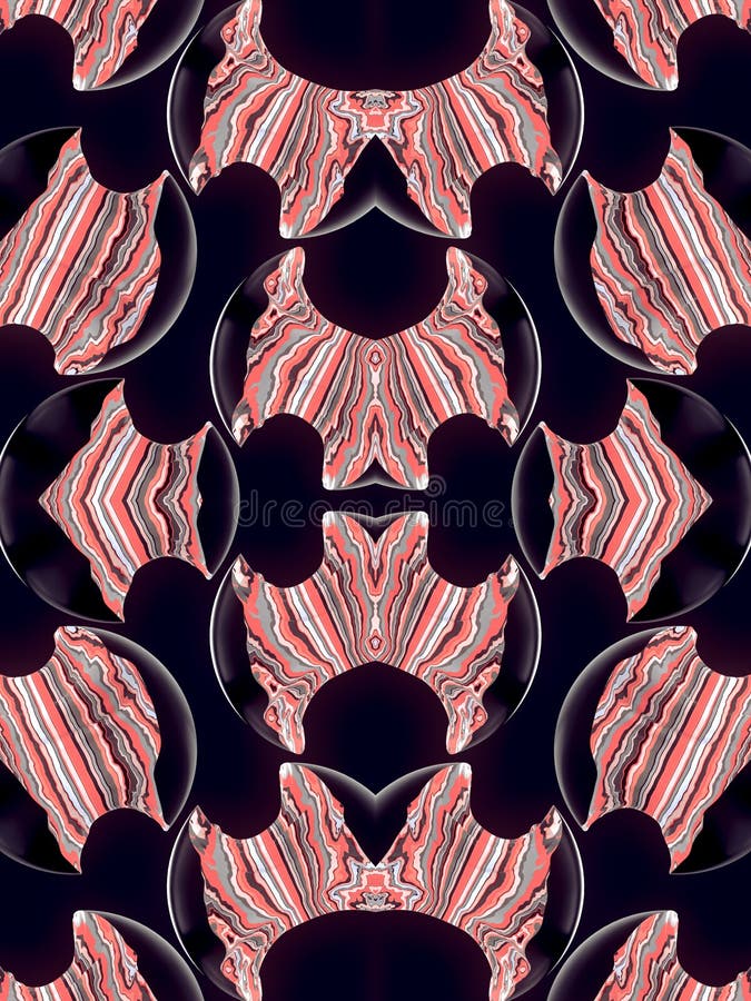Abstract Psychedelic Composition of Shiny Black Plastic Cut through ...