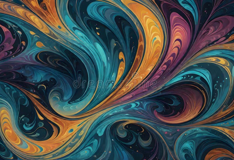 Abstract Psychedelic Digital Artwork Featuring Swirling Patterns in ...