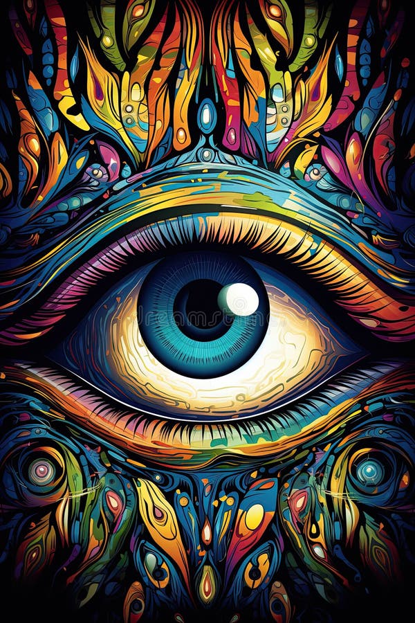Abstract Psychedelic Eye. Poster Design Stock Photo - Image of visual ...