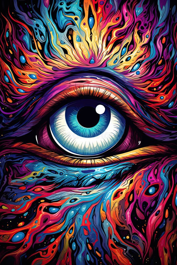 Abstract Psychedelic Eye. Poster Design Stock Photo - Image of digital ...