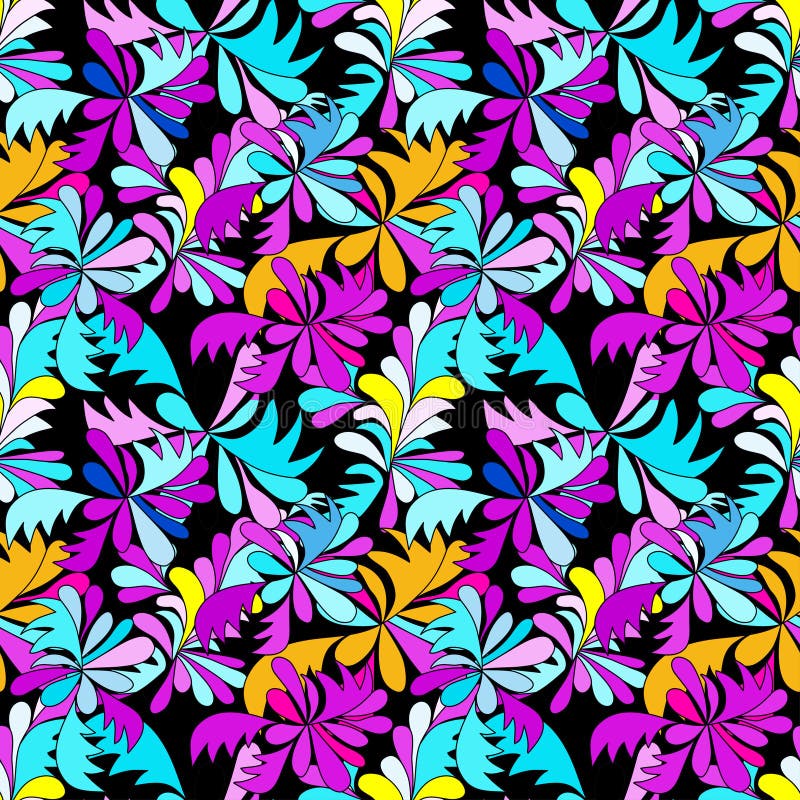 Abstract Psychedelic Graffiti Flowers Seamless Background Stock Vector ...
