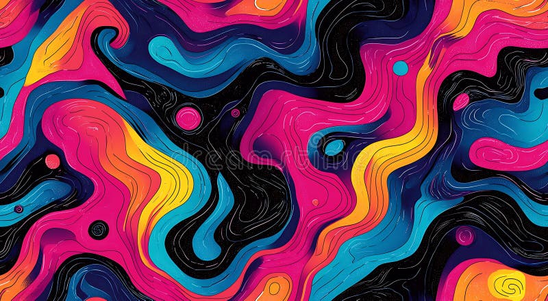 Abstract Psychedelic Pattern with Swirling Colors and Shapes Stock ...