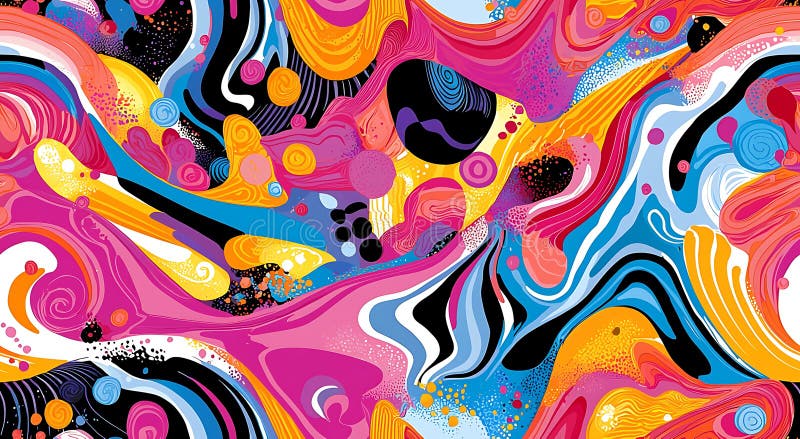 Abstract Psychedelic Pattern with Swirling Colors and Shapes Stock ...