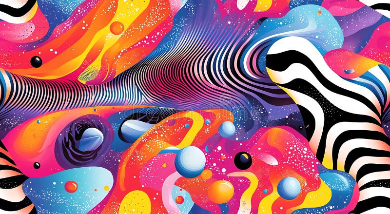 Abstract Psychedelic Pattern with Swirling Colors and Shapes Stock ...
