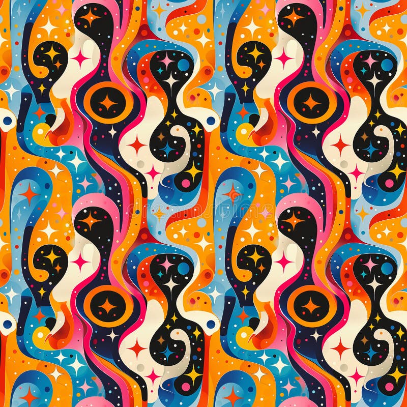 Abstract Psychedelic Pattern with Wavy Lines and Stars Stock ... Abstract Psychedelic Pattern with Wavy Lines and Stars Stock ...