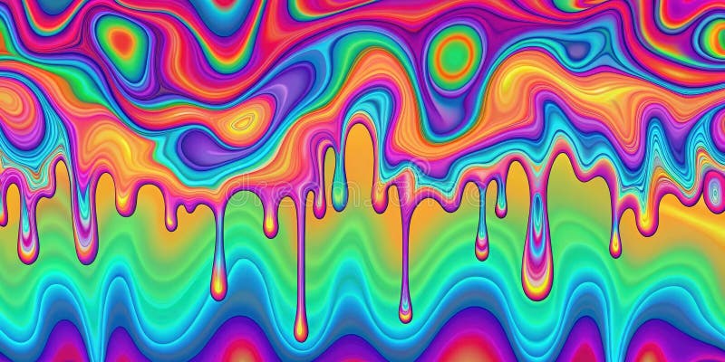 Abstract Psychedelic Rainbow Dripping Paint Design Featuring Vivid ...