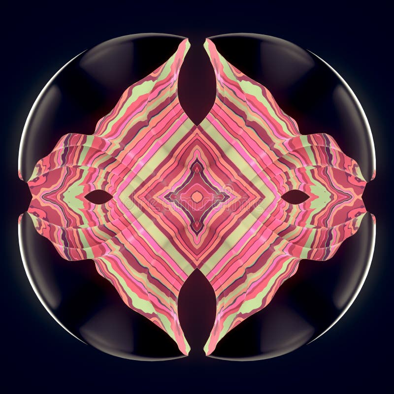 Abstract Psychedelic Shape Made of Shiny Black Plastic and Burning ...