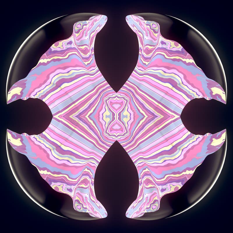 Abstract Psychedelic Shape Made of Shiny Black Plastic and Burning ...