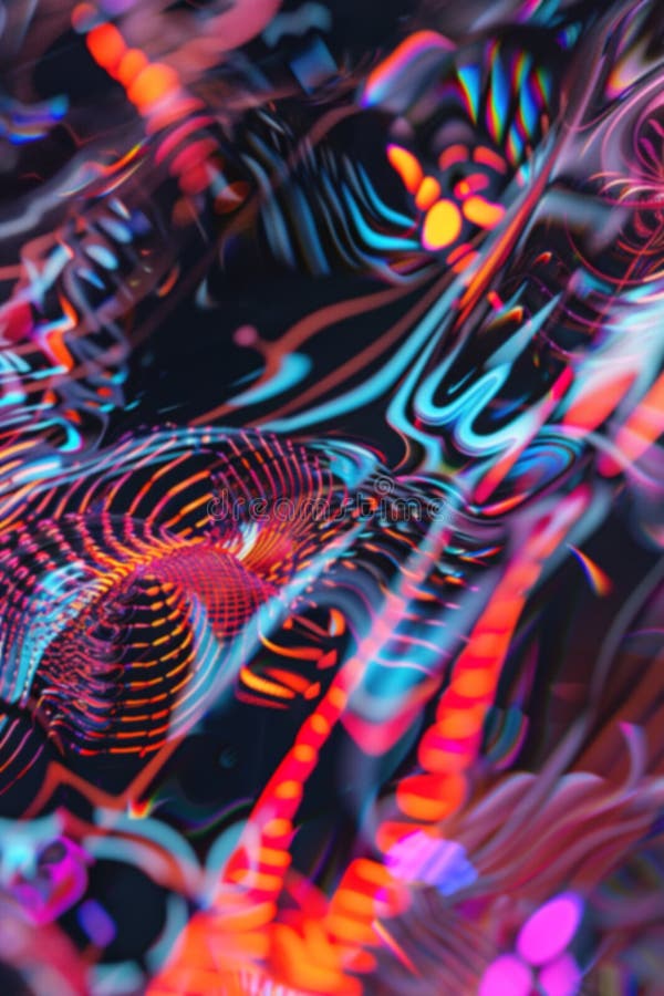 Abstract Psychedelic Y2K-style Background, Featuring Swirling Neon ...