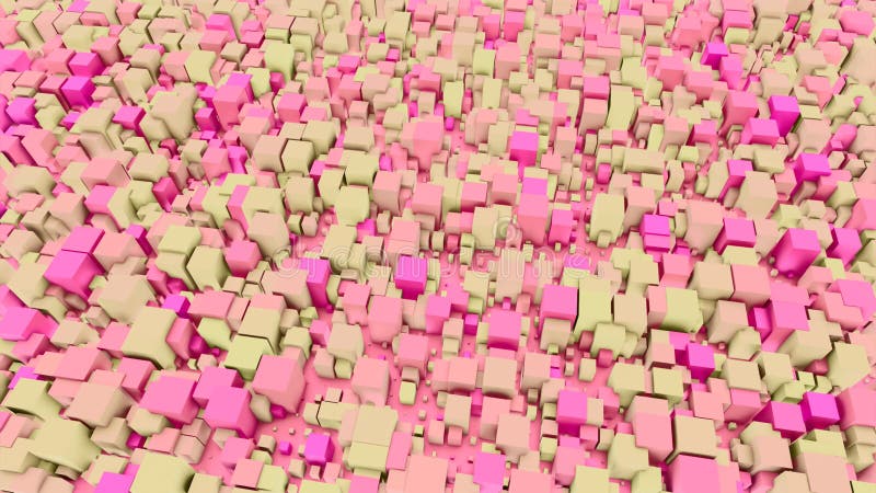 Abstract Pulsating Waves of Soft Pink and Beige 3D Rectangles. Design ...