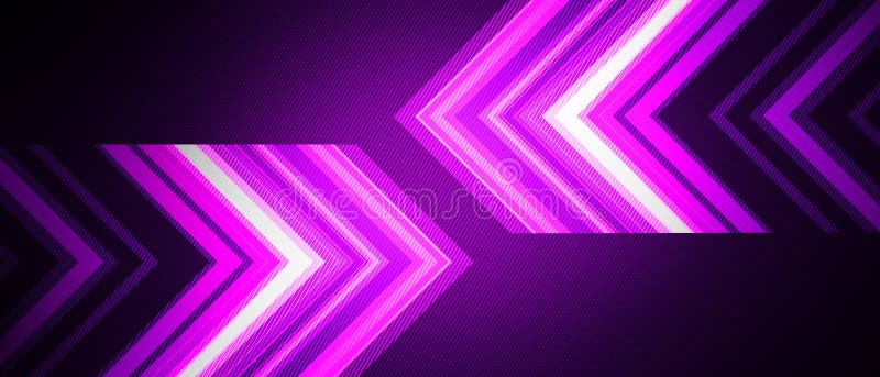 Abstract Purple Arrow Glowing with Lighting and Line Grid on Blue ...