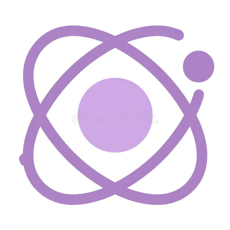 Abstract Purple Atom Illustration Minimalist Hand Drawn Atomic ...