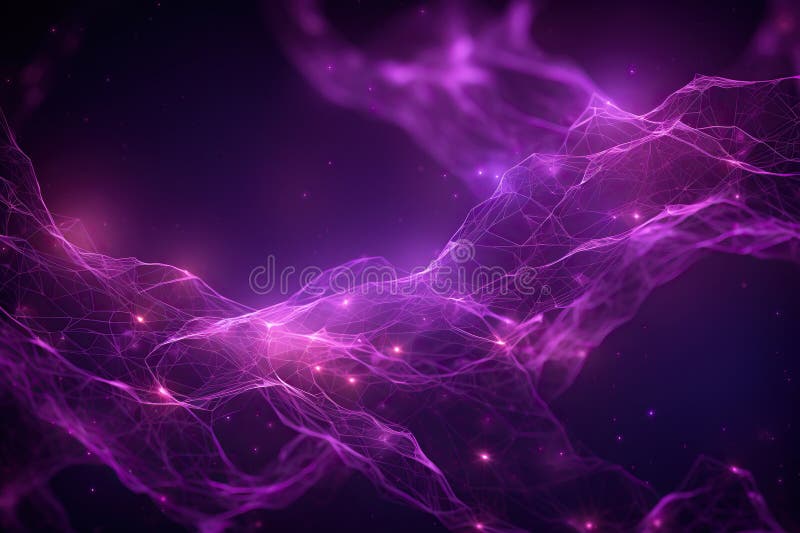 Abstract Purple Background with Molecular Structure. Neural Connections ...
