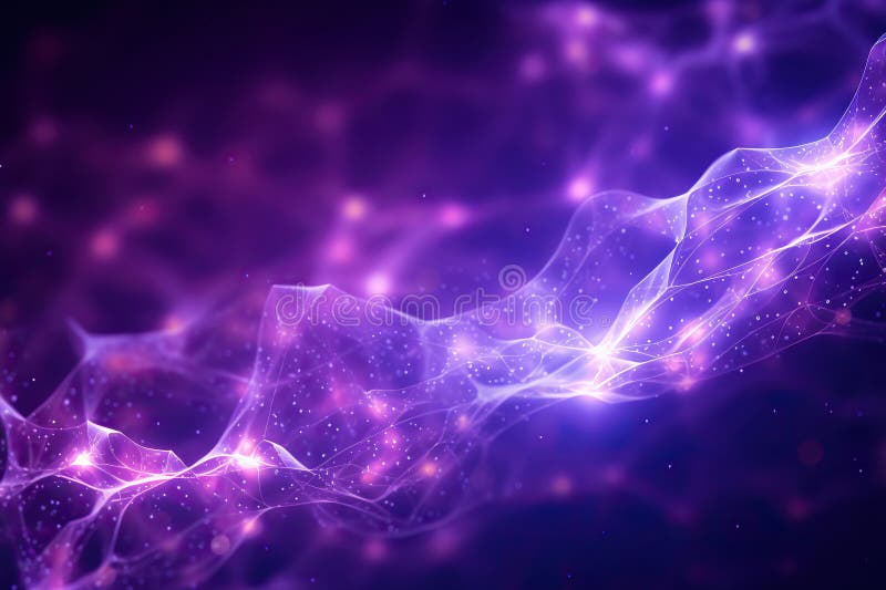 Abstract Purple Background with Molecular Structure. Neural Connections ...
