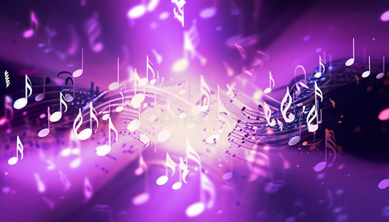 Abstract Purple Background with Musical Notes Stock Illustration ...