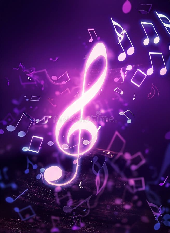 Abstract Purple Background with Musical Notes Stock Illustration ...