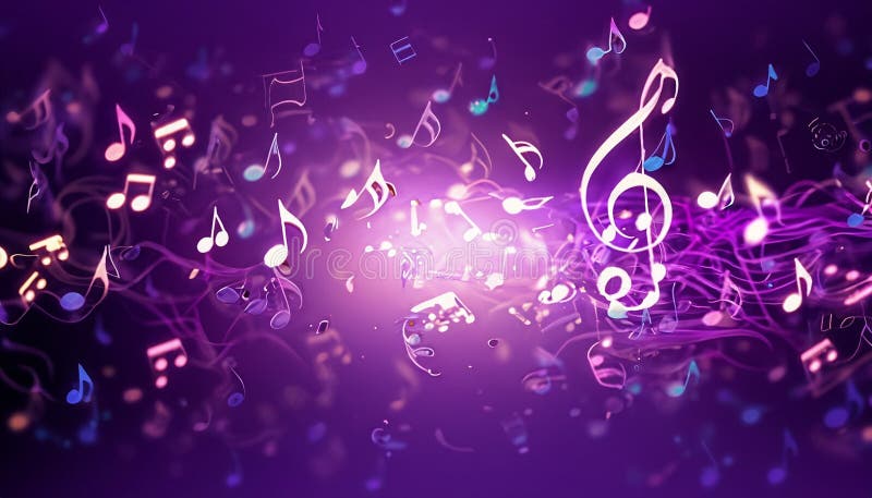Abstract Purple Background with Musical Notes Stock Illustration ...