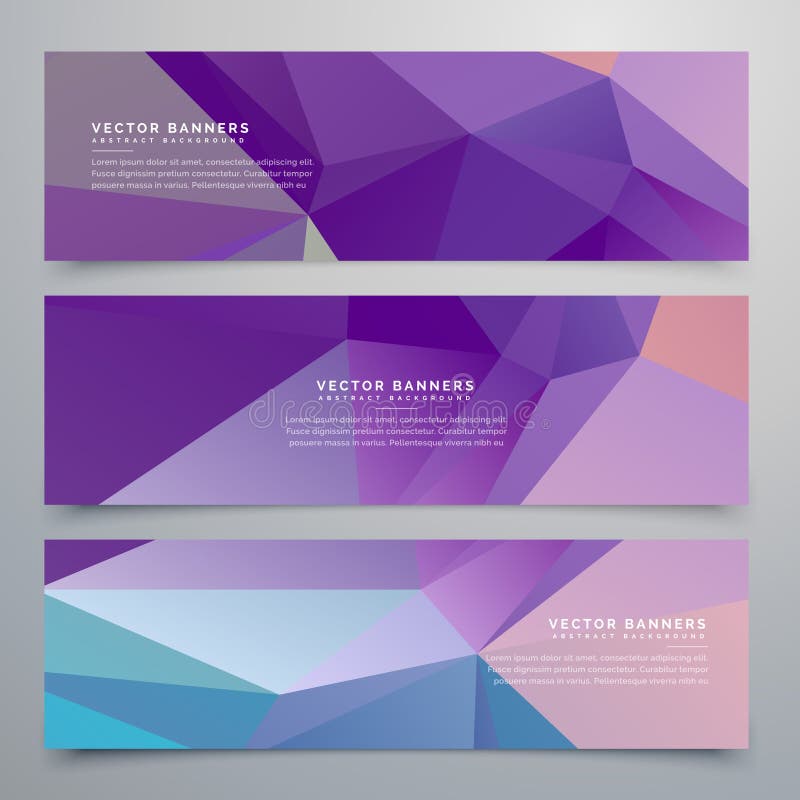 Abstract Purple Banners Set of Three Stock Vector - Illustration of ...